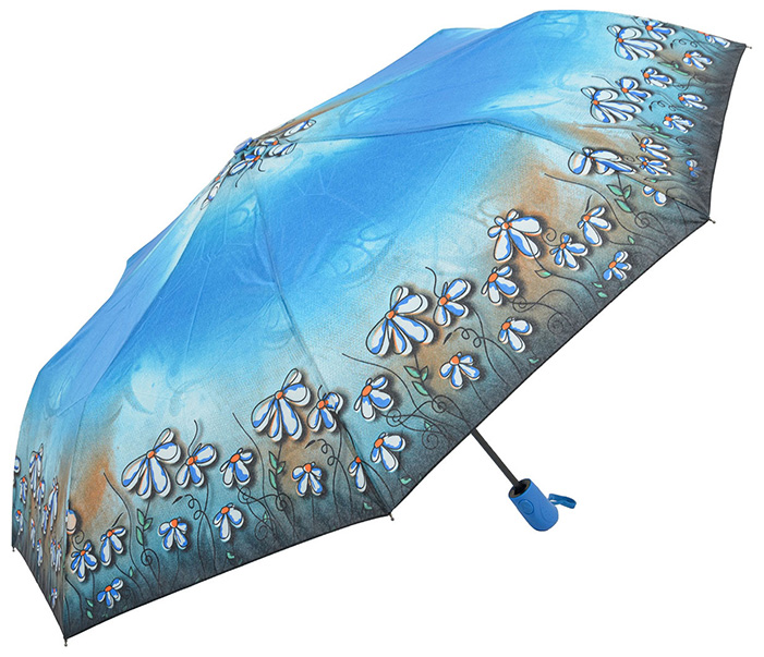 Зонт складной женский полуавтоматический Rain Lucky 723 A-LAP синий