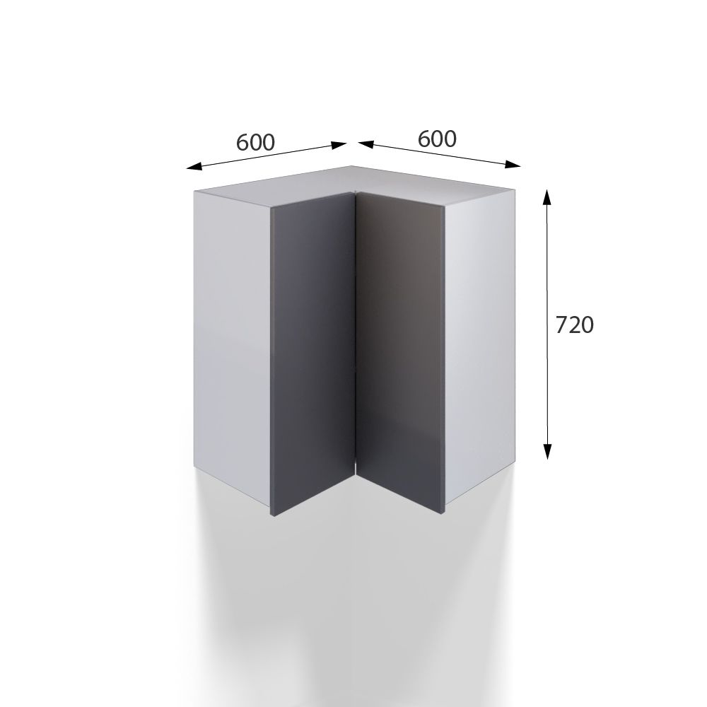 Кухонный модуль навесной Velardy, угловой две двери 60см, серый графит