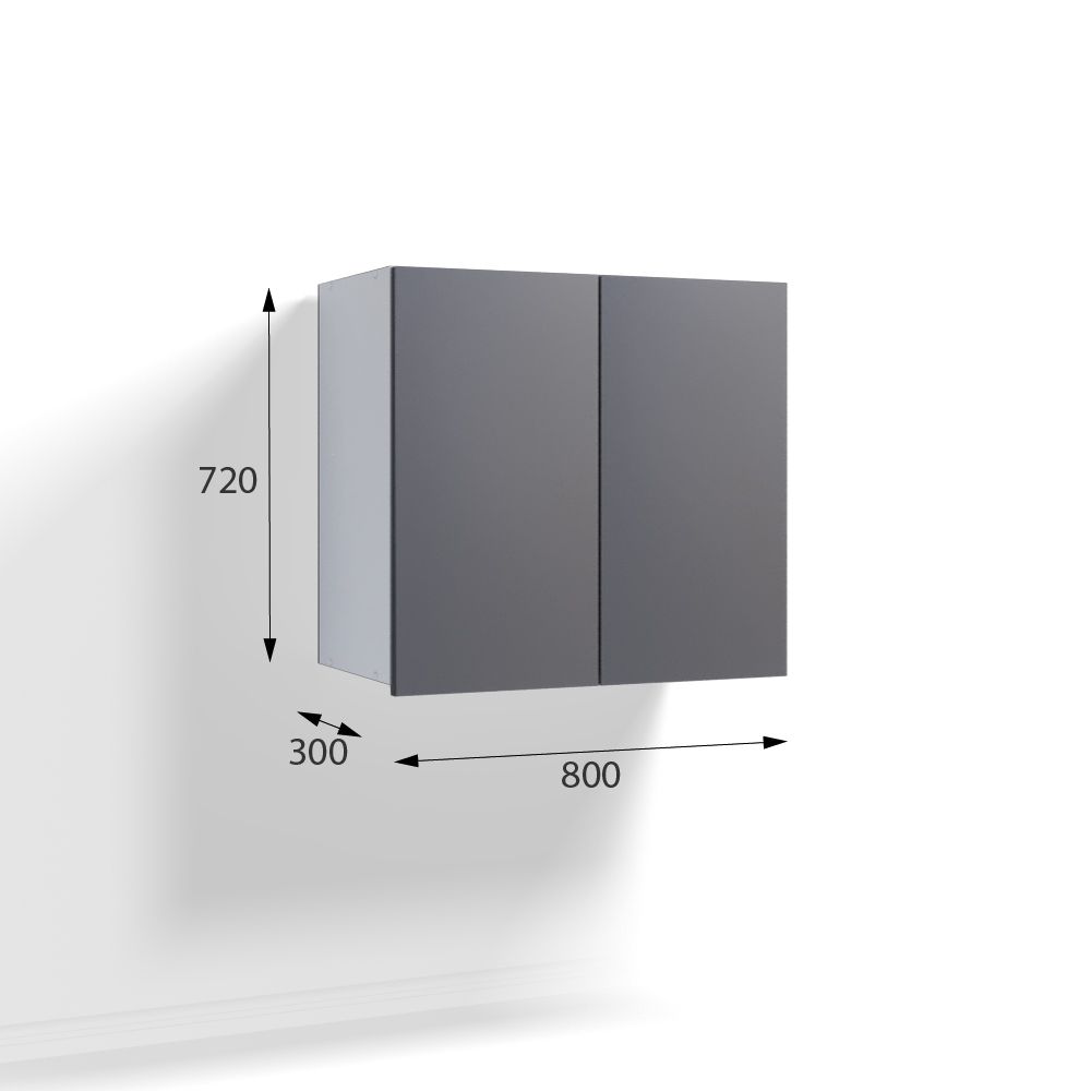 Кухонный модуль навесной Velardy, две двери 80см, серый графит