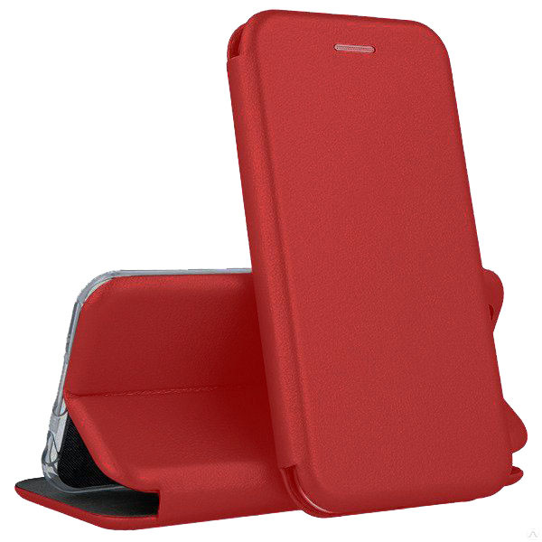 Кожаный чехол-книжка Open Color с функцией подставки для Huawei Y6P (Красный)