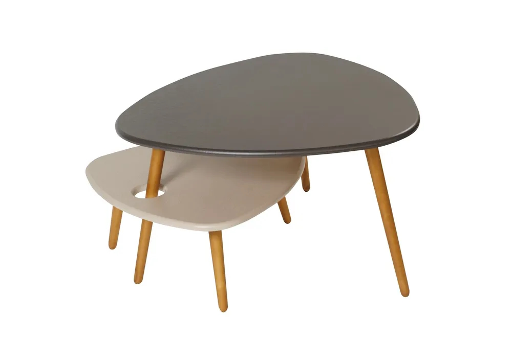 журнальный стол Калифорния мебель Стилгрей (2 шт) серый лен/бежевый лен