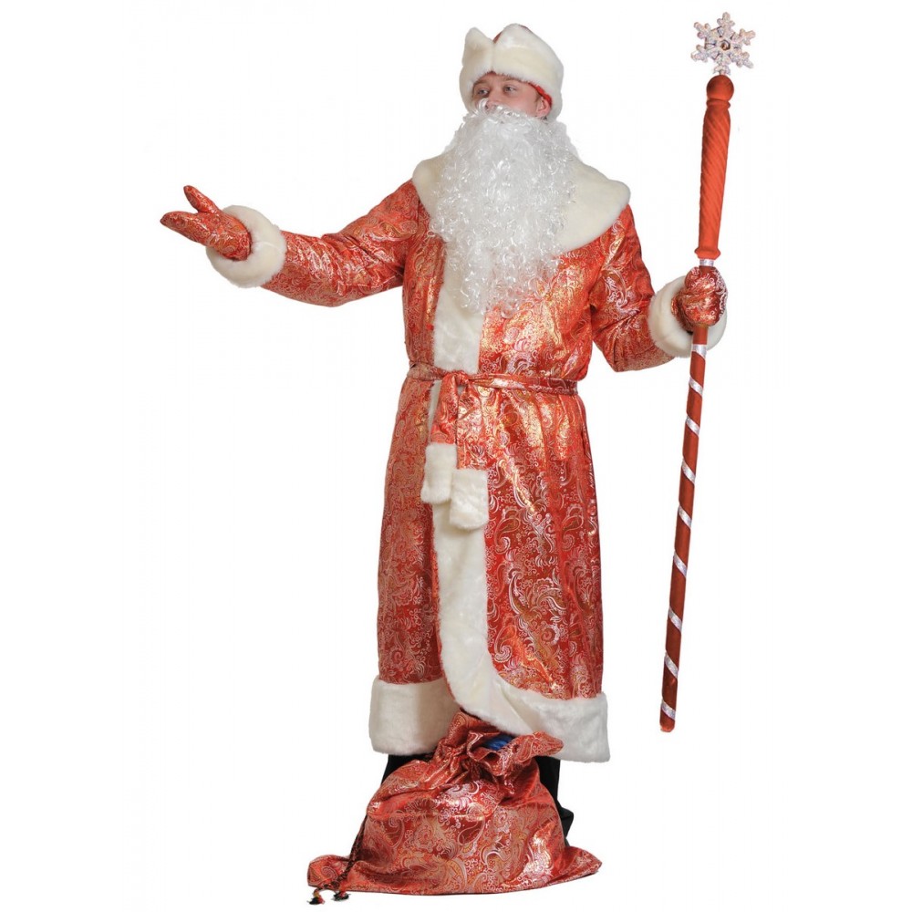 Костюм карнавальный мужской Дед Мороз Карнавалофф 1053 красный XL