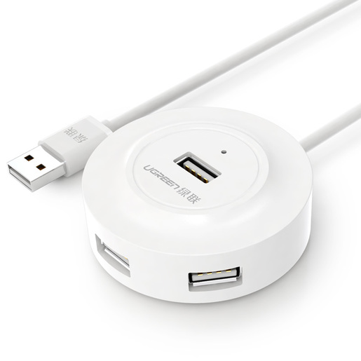 Хаб UGREEN CR106 (20270) USB 2.0 Hub 4 Ports 1м, белый