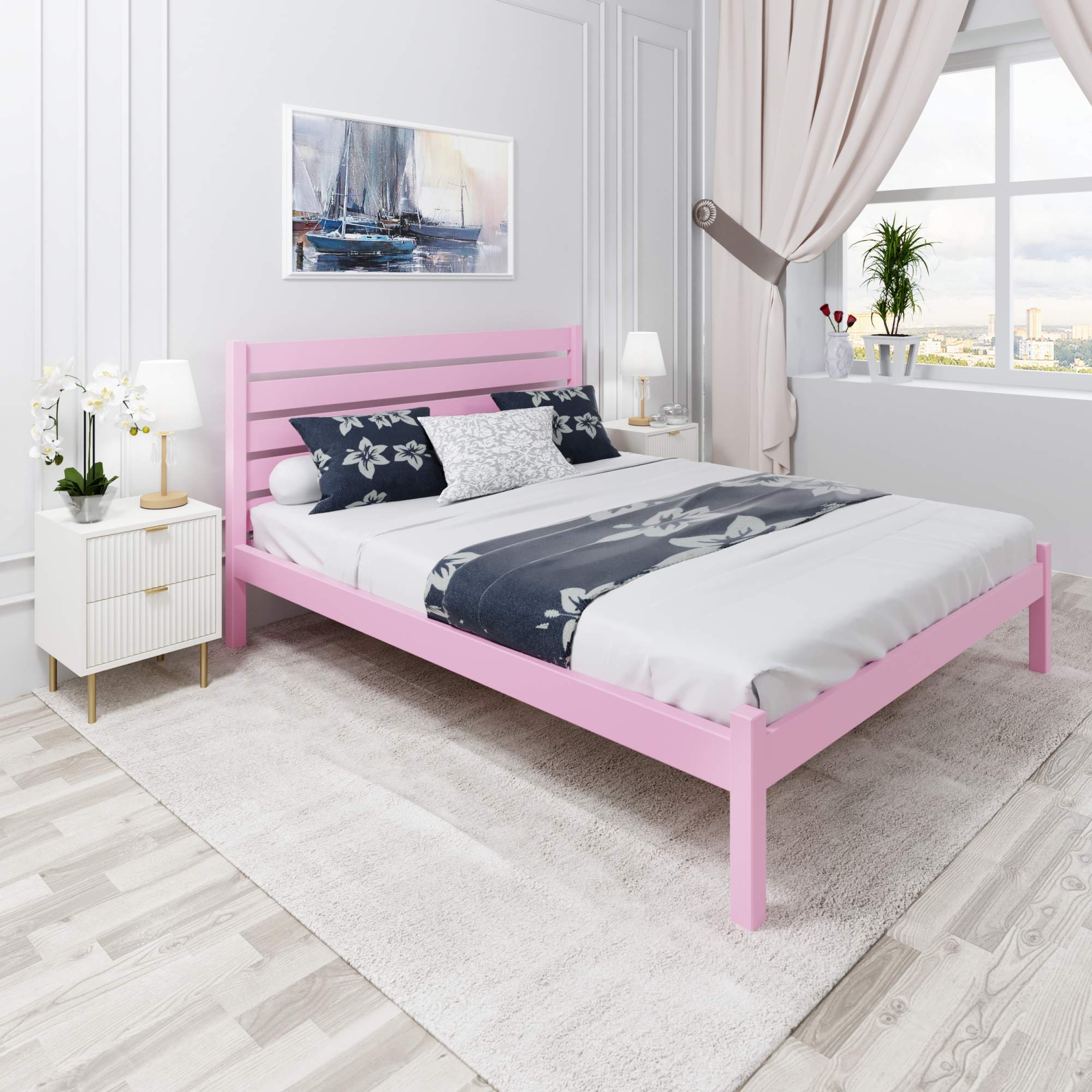 Кровать Solarius Классика 190х180, розовый