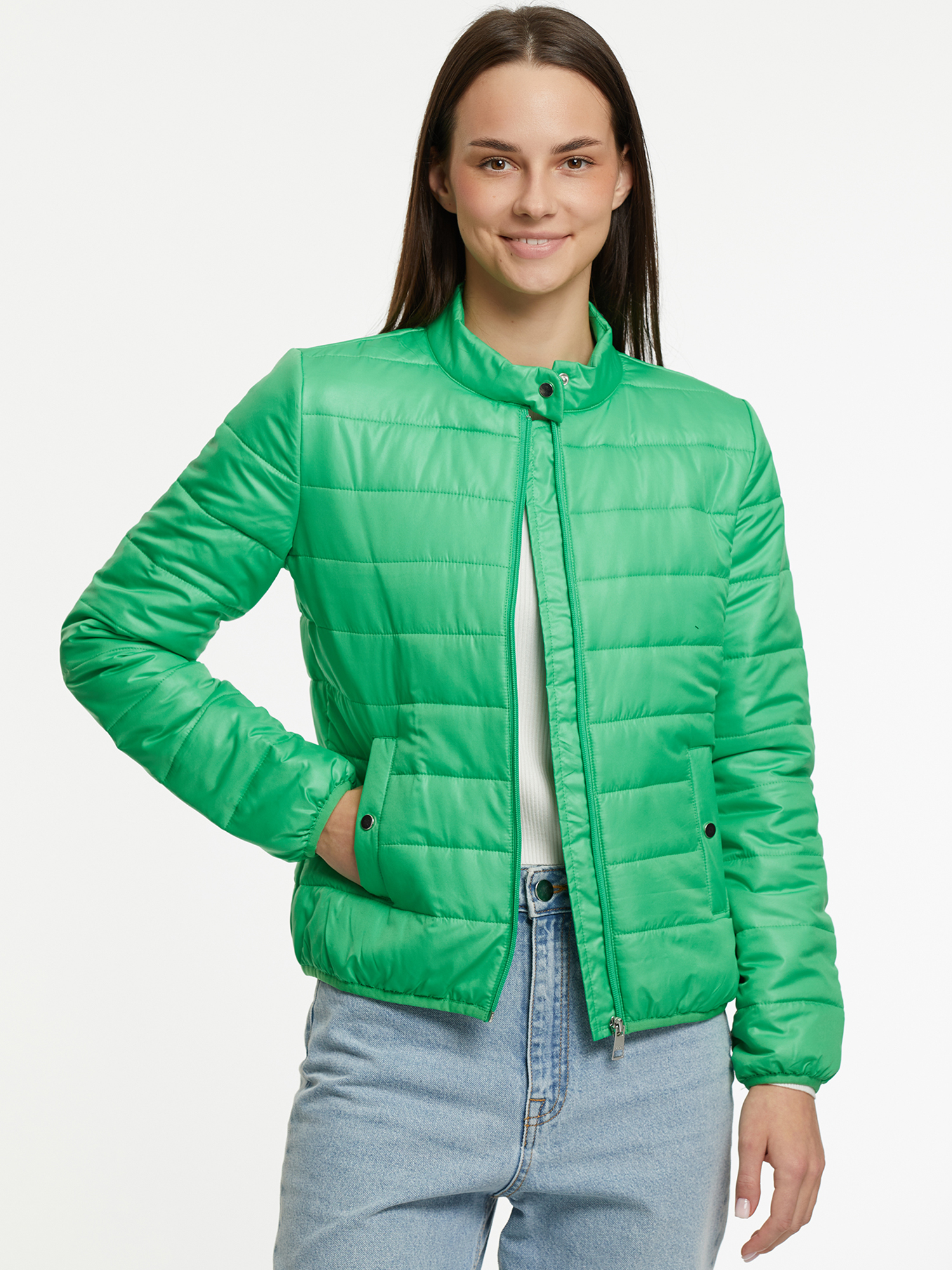Куртка женская oodji 10203060B зеленая 38 EU