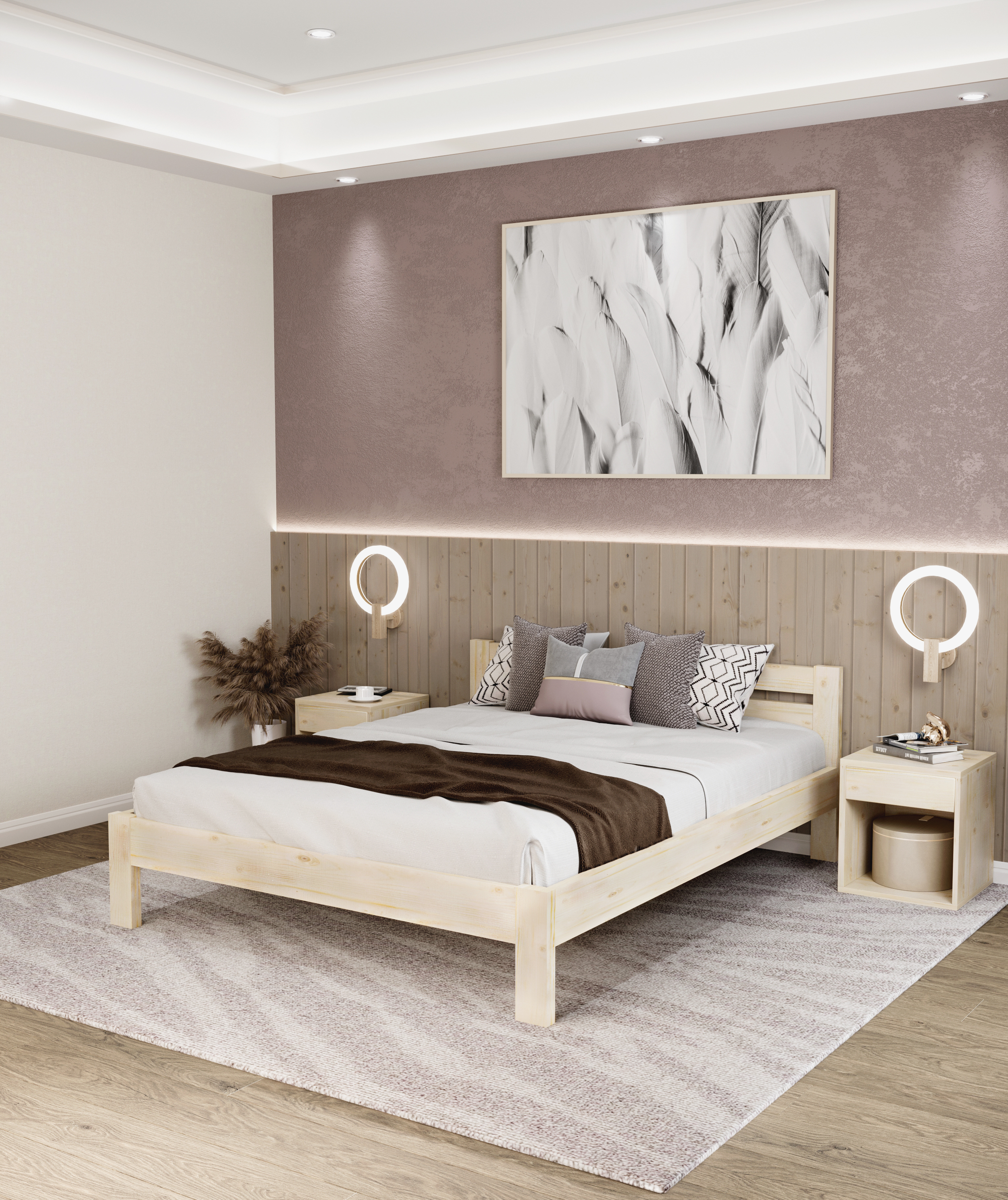 Кровать МиДа Трейд Уют 160х180 из массива сосны, без покрытия, отшлифованная
