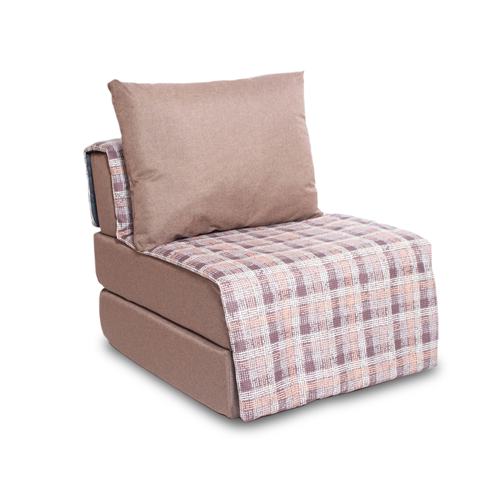 Кресло диван кровать FREEFORM ХАРВИ с накидкой рогожка коричневая, Коричневый Квадро