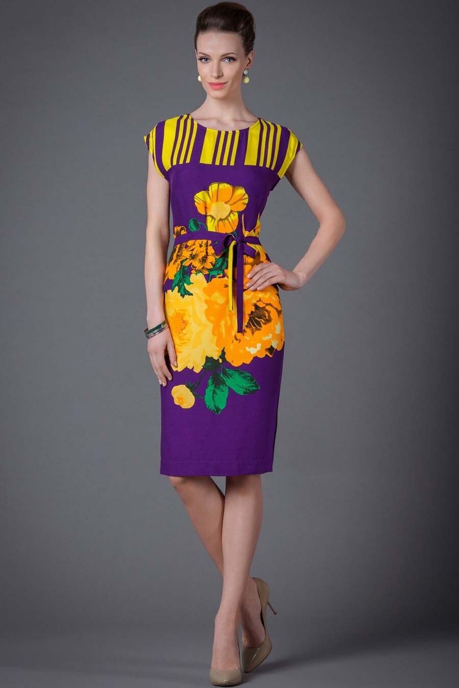 Платье женское Арт-Деко P-723 фиолетовое 48 RU