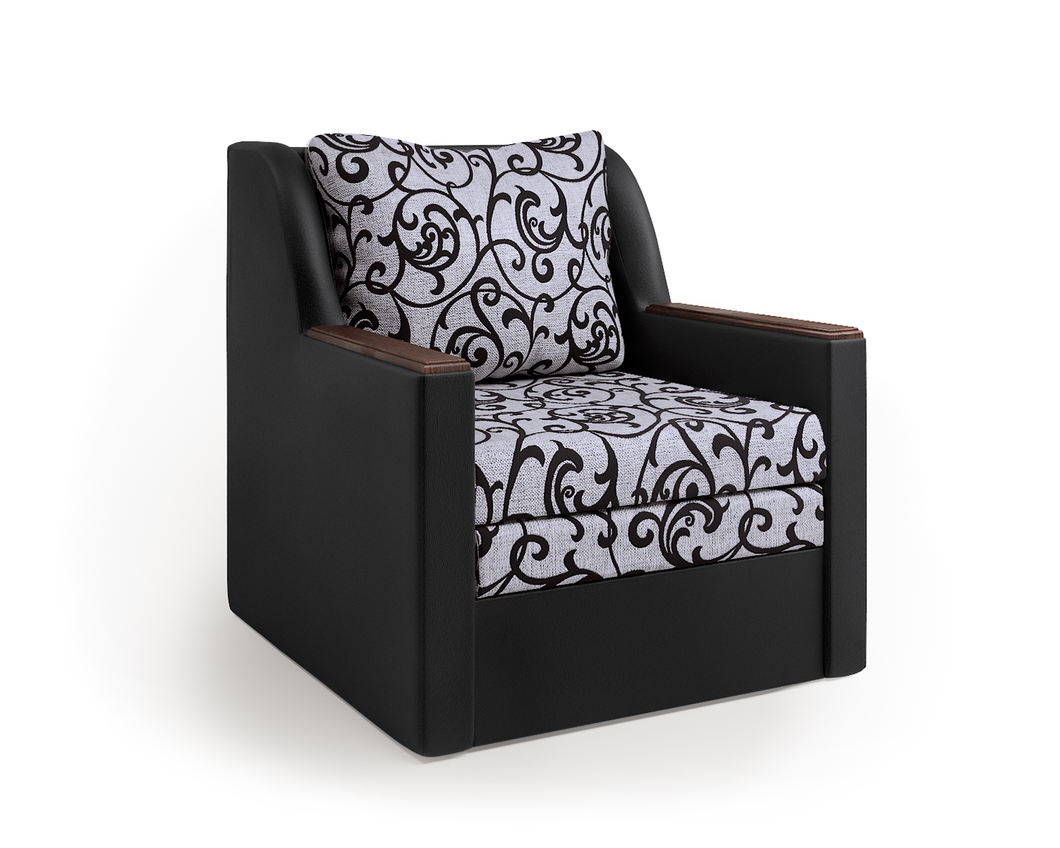 Кресло-кровать Шарм-Дизайн Соло 1006038, черный/узоры/коричневый