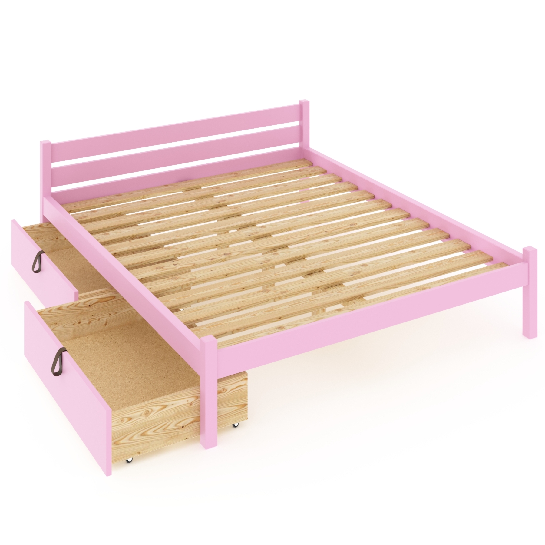 Кровать Solarius Классика с реечным основанием 200х160 с 2 выкатными ящиками, розовый