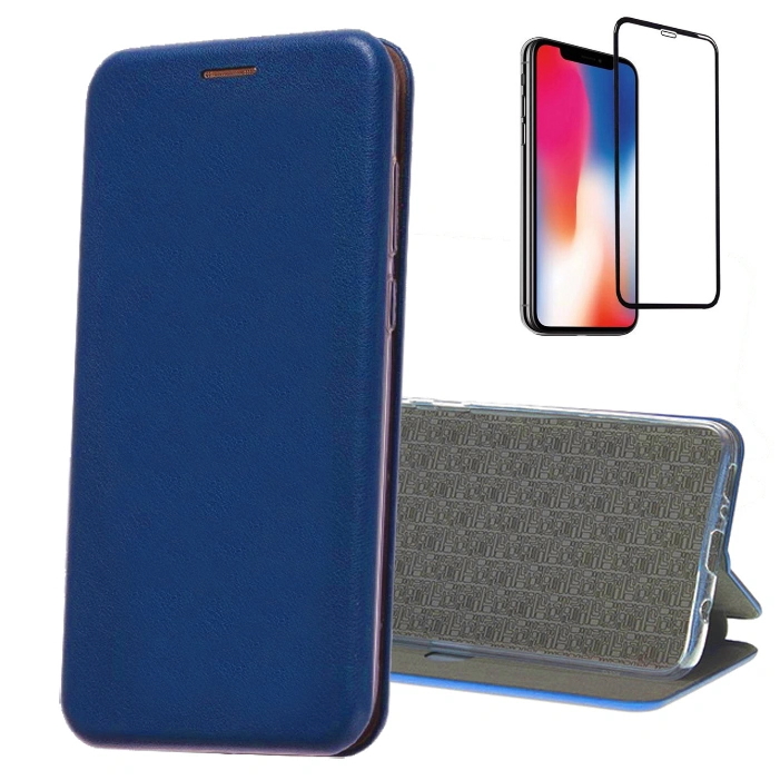 Чехол Qvatra для iPhone SE 2020/КОМПЛЕКТ с защитным стеклом 9D/Blue