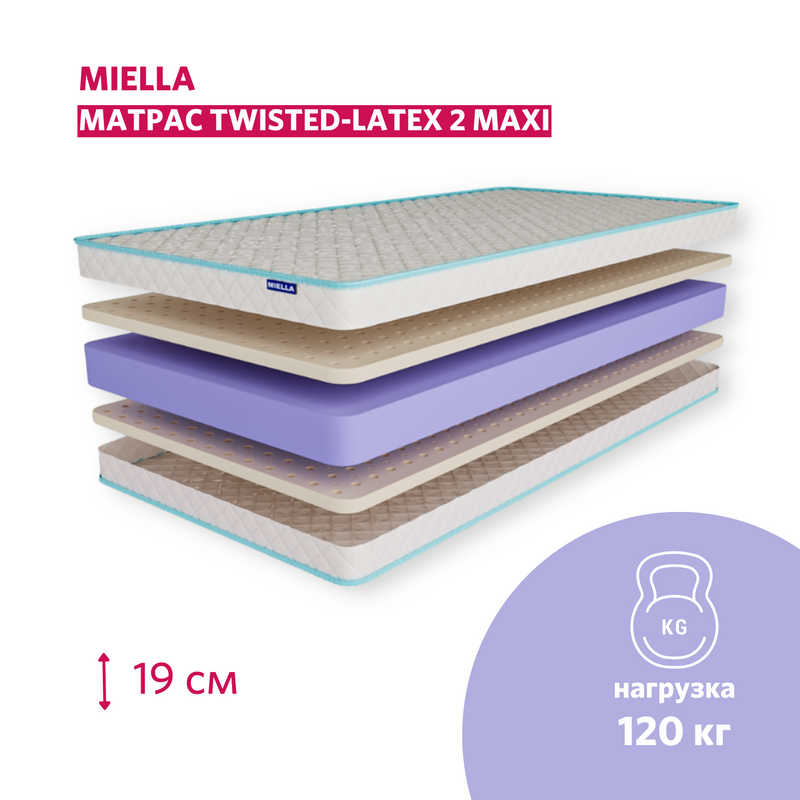 Матрас для кровати Miella Twisted Latex 2 Maxi 160x200 ортопедический, беспружинный