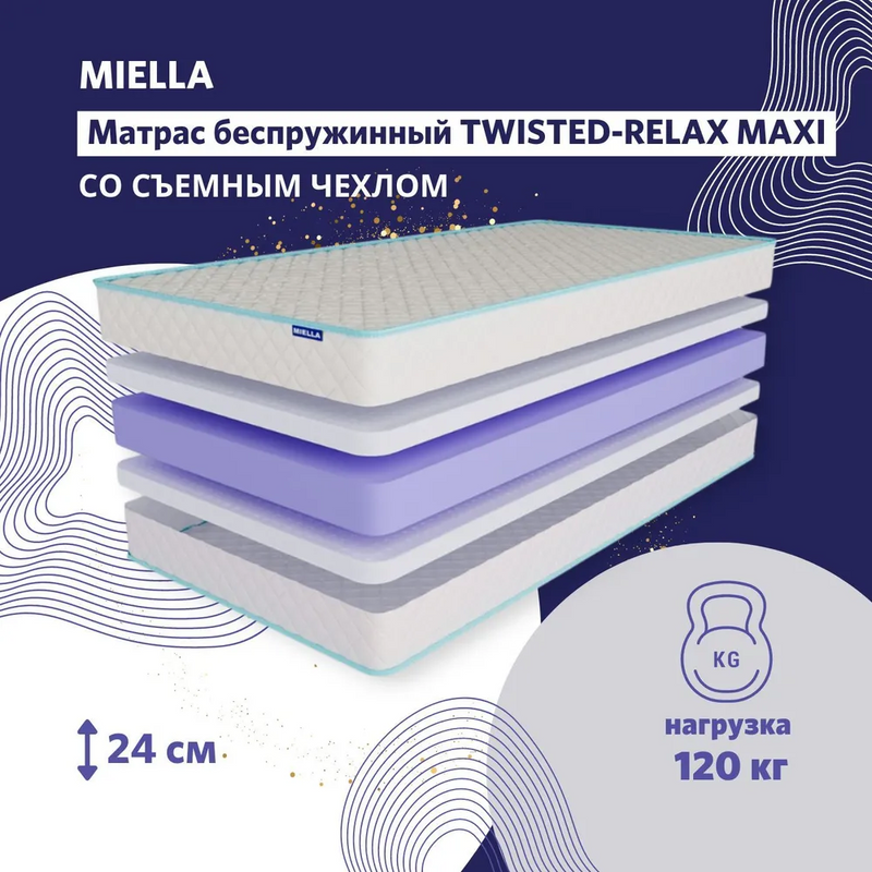 Матрас 80х190 MIELLA Twisted-Relax Maxi анатомический, со съемным чехлом