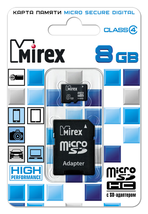 Карта памяти MIREX Micro SDHC 8GB