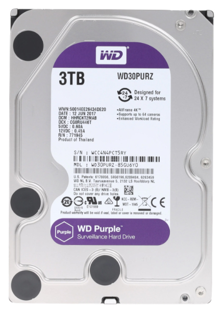 Жесткий диск WD Purple 3ТБ (WD30PURZ)