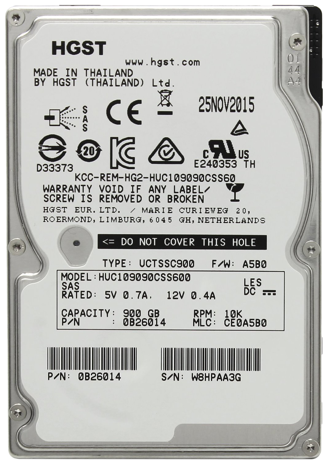 Жесткий диск HGST Ultrastar C10K900 900ГБ (HUC109090CSS600)