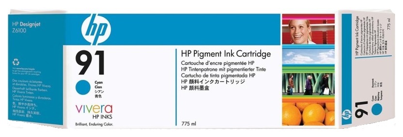 Картридж для плоттера HP 91 (C9467A) голубой, оригинал