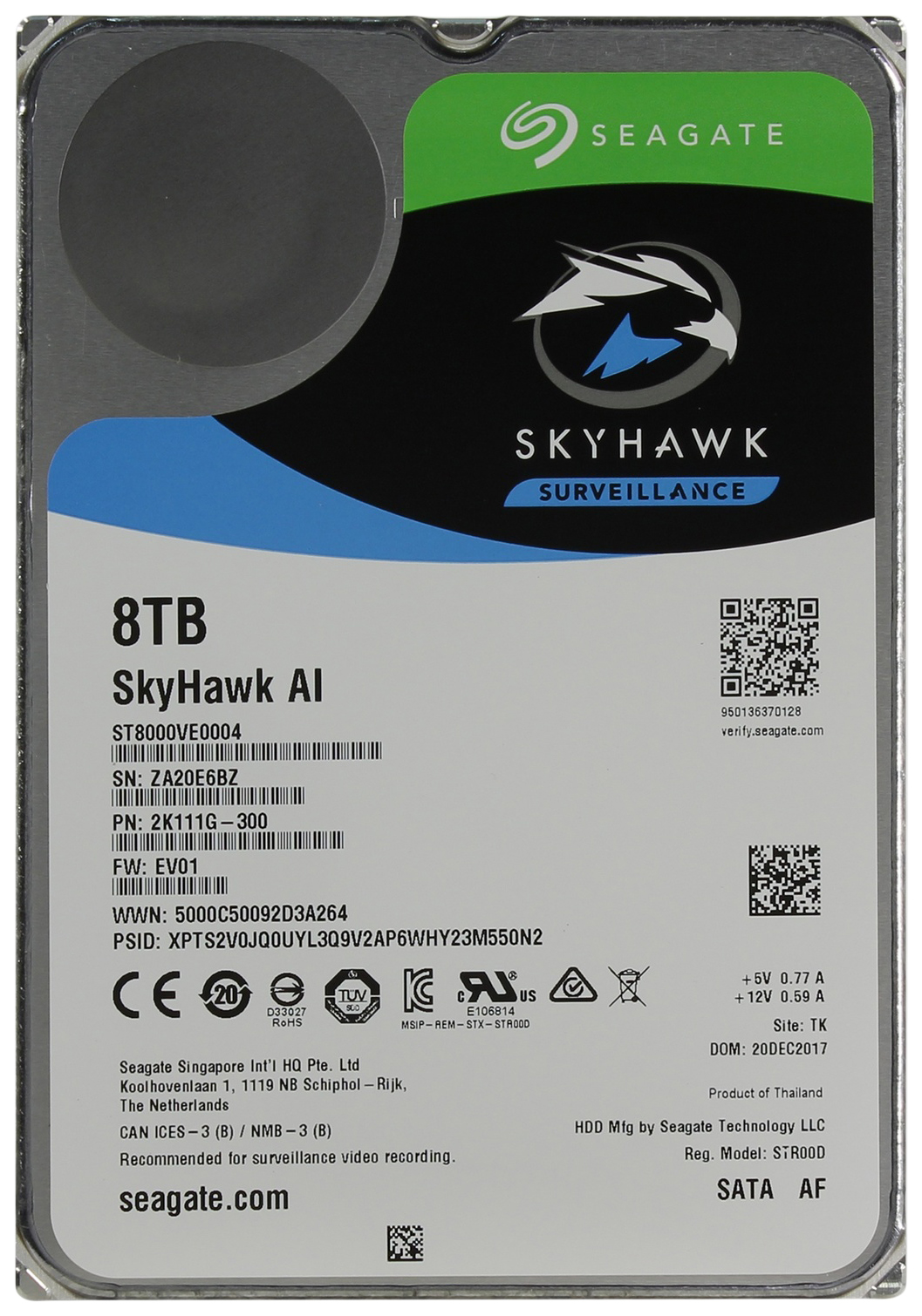Внутренний жесткий диск Seagate SkyHawk AI 8TB (ST8000VE0004)