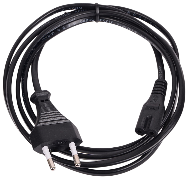 Кабель VCOM IEC 320 C7-CEE 7/16, M-F 1,8м Black (CE023-CU0.5-1.8M)