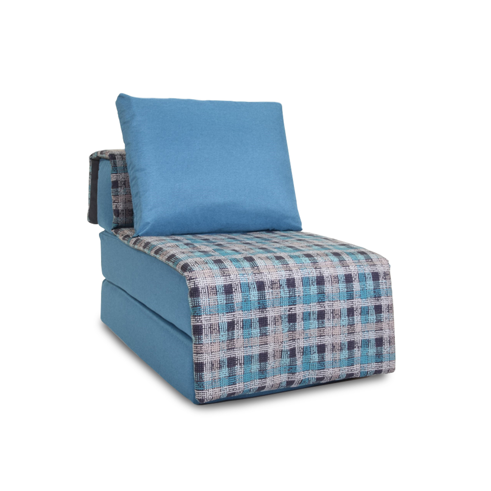 Кресло диван кровать FREEFORM ХАРВИ с накидкой рогожка синяя. Синий Квадро