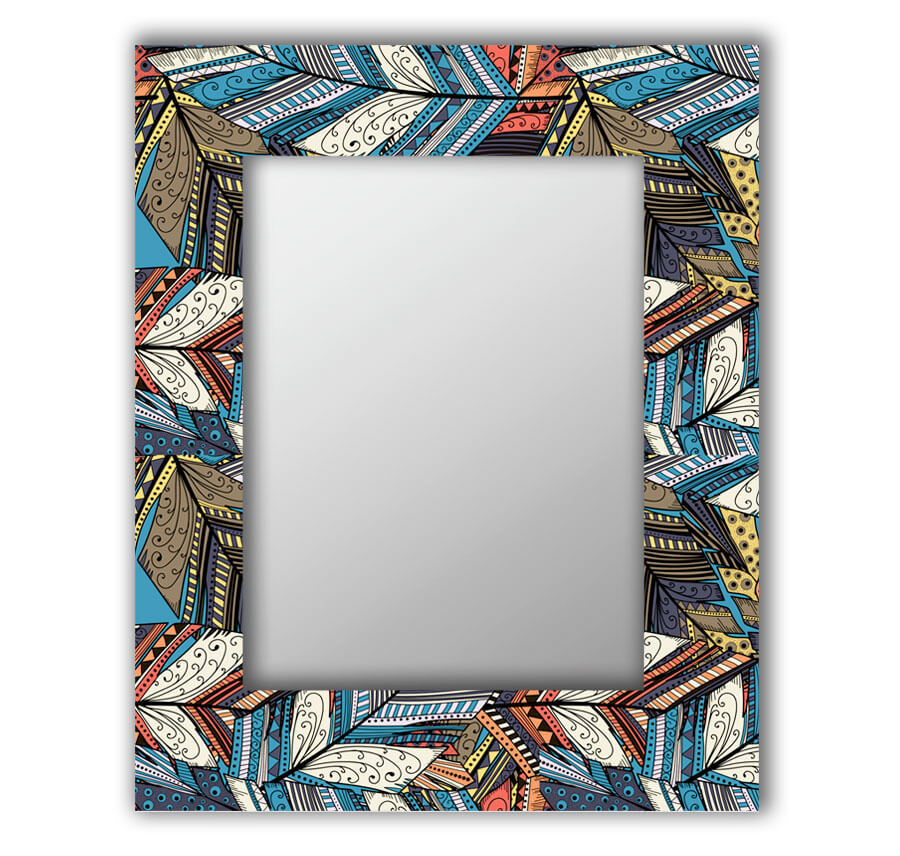 Зеркало настенное Дом Корлеоне Синие перья 04-0106-80х80 80х80 см, уф печать