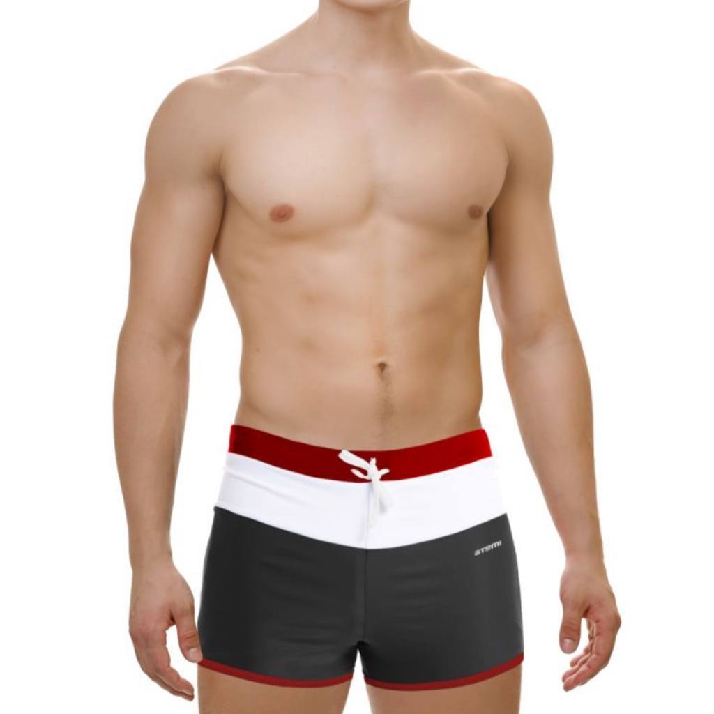 Плавки-шорты Atemi мужские, для бассейна, красно-серые, размер 50