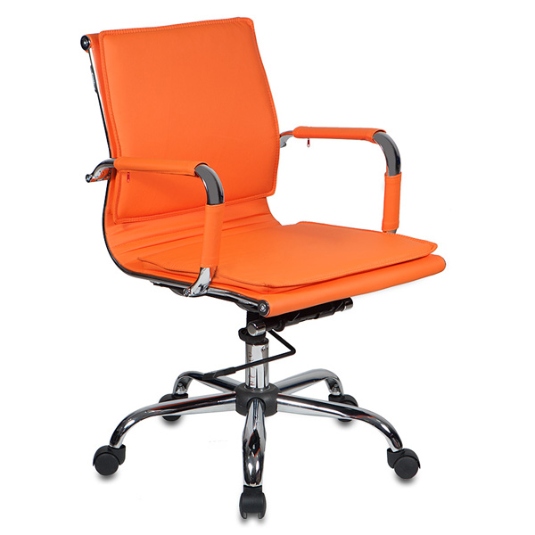 Кресло руководителя Бюрократ CH-993-LOW/ORANGE, оранжевый/хром