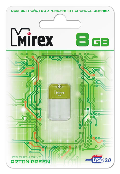 Флешка MIREX Arton 8ГБ White/Green (13600-FMUAGR08)