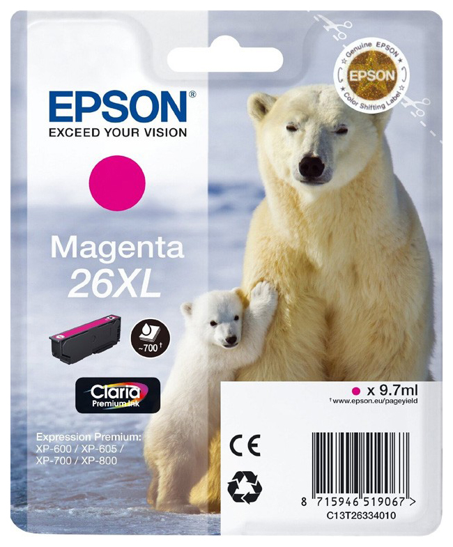 Картридж для струйного принтера Epson C13T26334010, пурпурный, оригинал