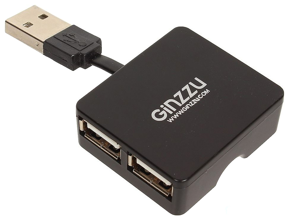 Концентратор Ginzzu GR-414UB USB 2.0 Черный, 4 порта