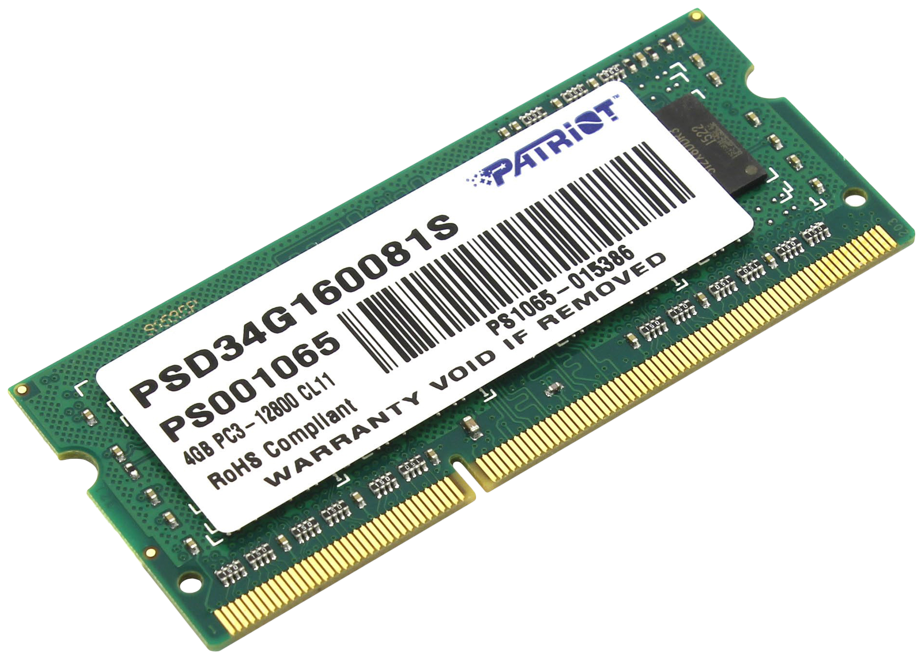 Оперативная память Patriot 4Gb DDR-III 1600MHz SO-DIMM (PSD34G1600L81S)