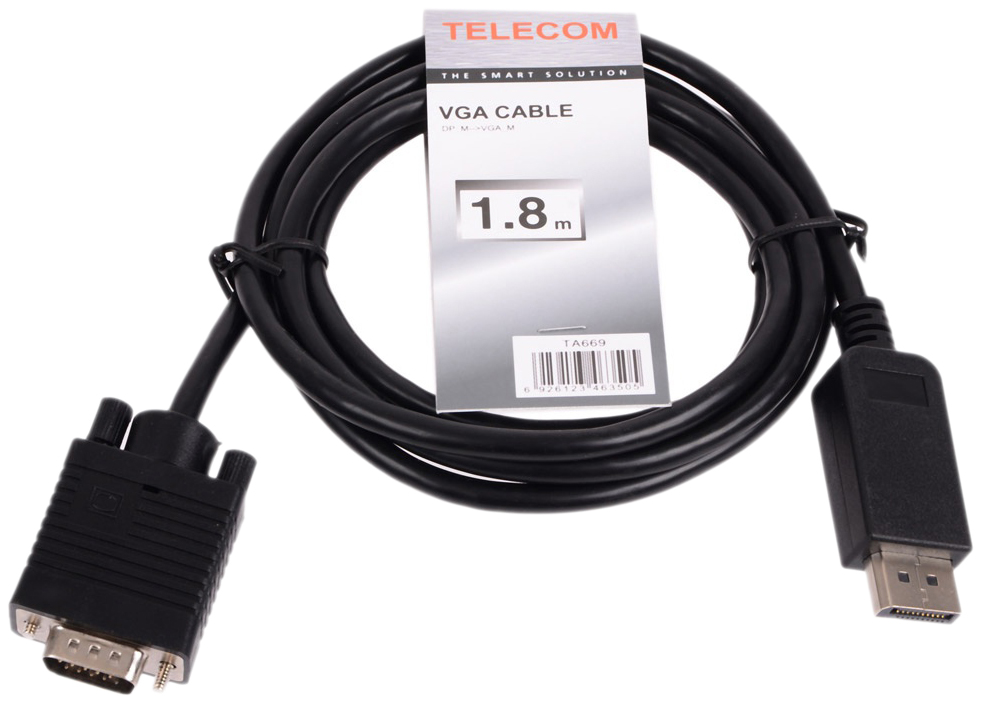 Кабель Telecom DisplayPort-VGA, M-M 1,8м Black (TA669-1.8M)