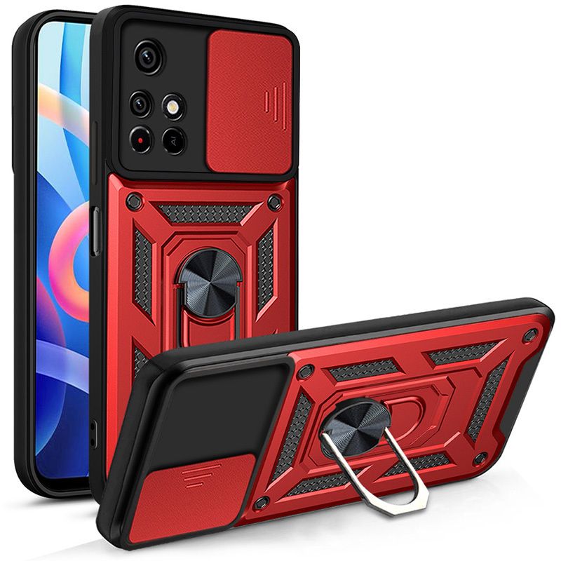 Чехол с кольцом Bumper Case для Xiaomi Poco X4 Pro 5G (красный)