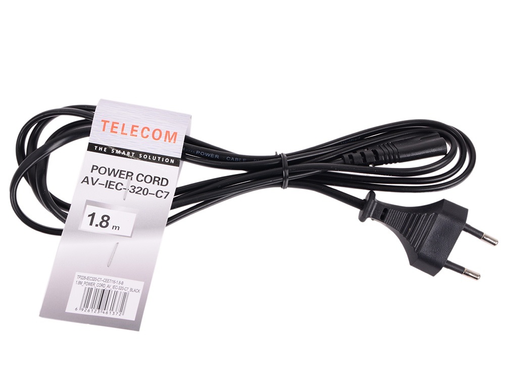 Кабель Telecom IEC 320 C7-CEE 7/16, M-F 1,8м Black (TP228-IEC320-C7--CEE7)