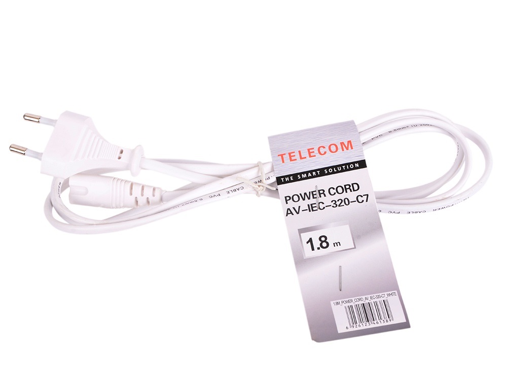 Кабель Telecom IEC 320 C7-CEE 7/16, M-F 1,8м White (TP228-IEC320-C7--CEE7)