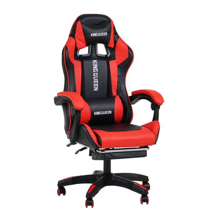 Кресло компьютерное KINGQUEEN 1206-black-red-mass, черный/красный с массажем