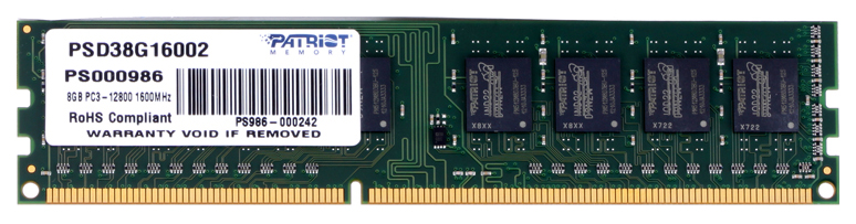Оперативная память Patriot 8Gb DDR-III 1600MHz (PSD38G16002)