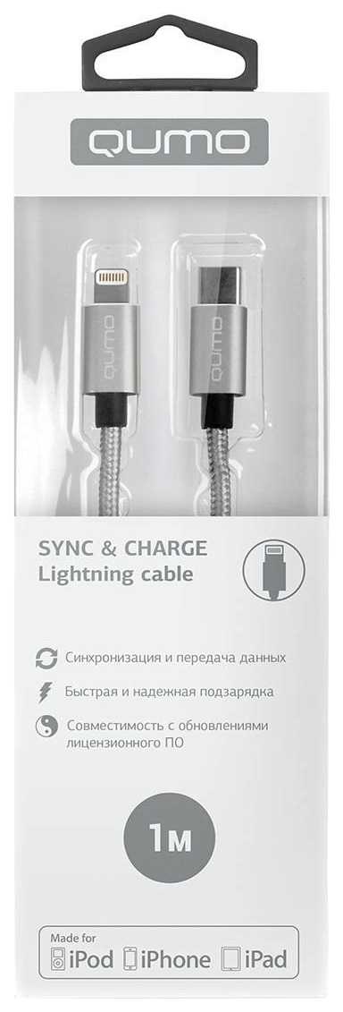 Кабель Qumo, MFI С48, Type-С-Apple 8 pin, 1м, 5В, 2,4A