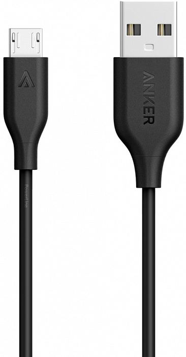 Кабель Anker Powerline microUSB 0,9м Black (A8132H12)