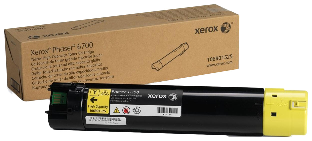 Картридж для лазерного принтера Xerox 106R01525, желтый, оригинал