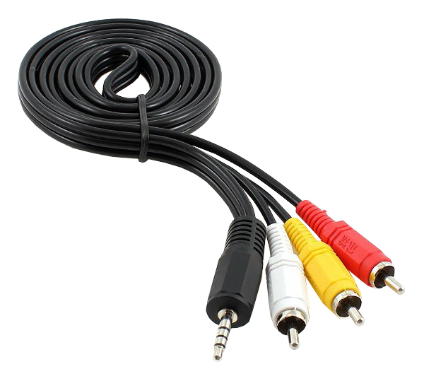 Кабель Cablexpert 3RCA - Jack 3.5, 2м Black (CCA-4P2R-2M)