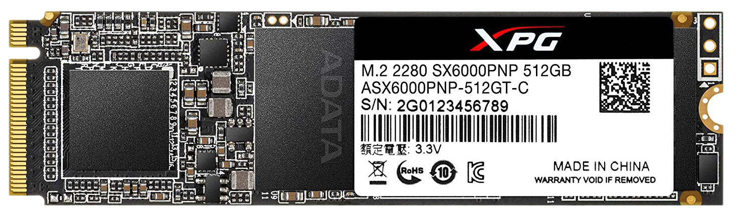 SSD накопитель ADATA XPG SX6000 Pro M.2 2280 512 ГБ (ASX6000PNP-512GT-C)