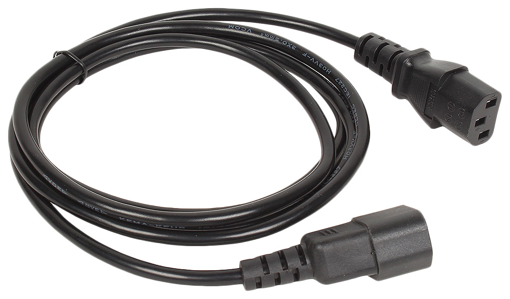 Кабель VCOM IEC 320 C13-IEC 320 C14, M-F 1,8м Black (CE001-CU0.5-1.8M)