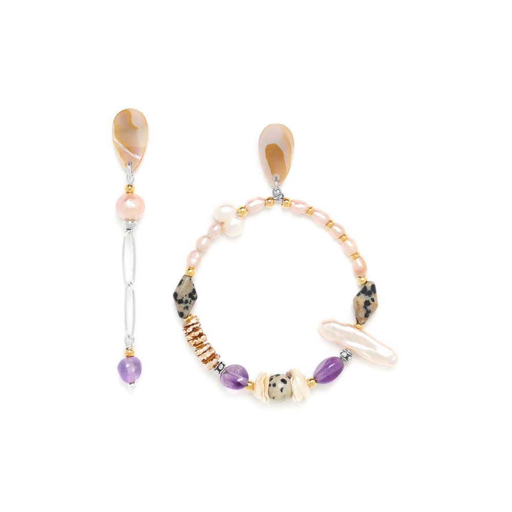 Серьги подвески из бижутерного сплава Nature Bijoux NB22.2-12-78006, жемчуг искусственный