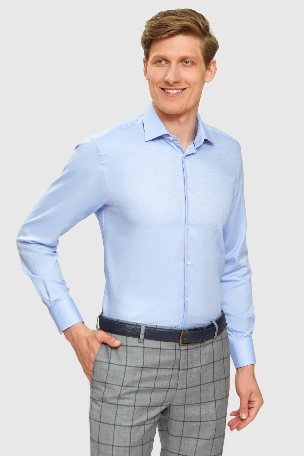 Рубашка мужская Kanzler 3S-401RL-1110-12 голубая 45