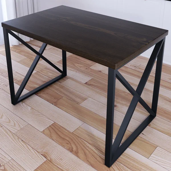 Стол кухонный Solarius Loft с крестообразными ножками 100x60х75, темный дуб, черные ножки