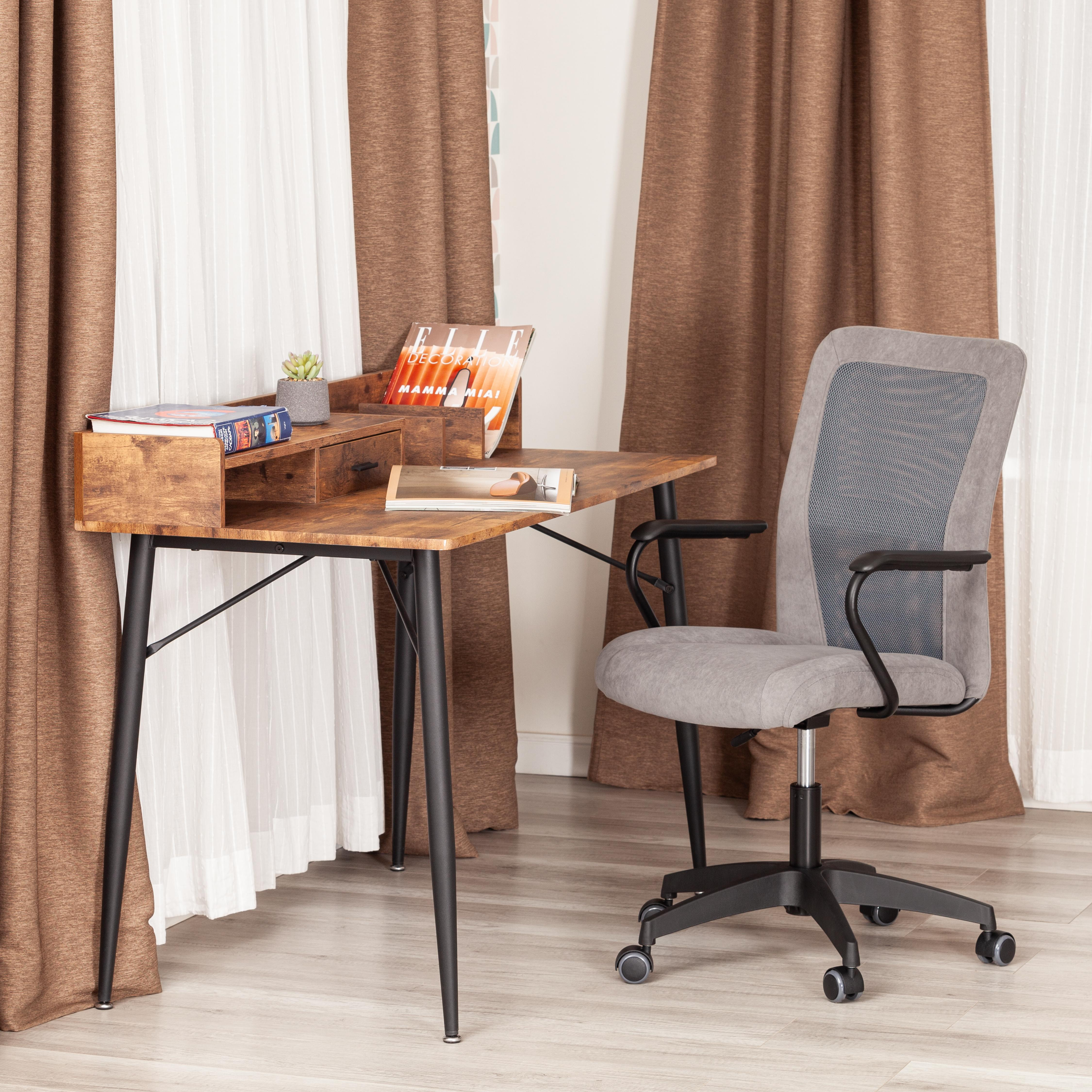 Кресло офисное TetChair STAFF, флок/ткань, серый