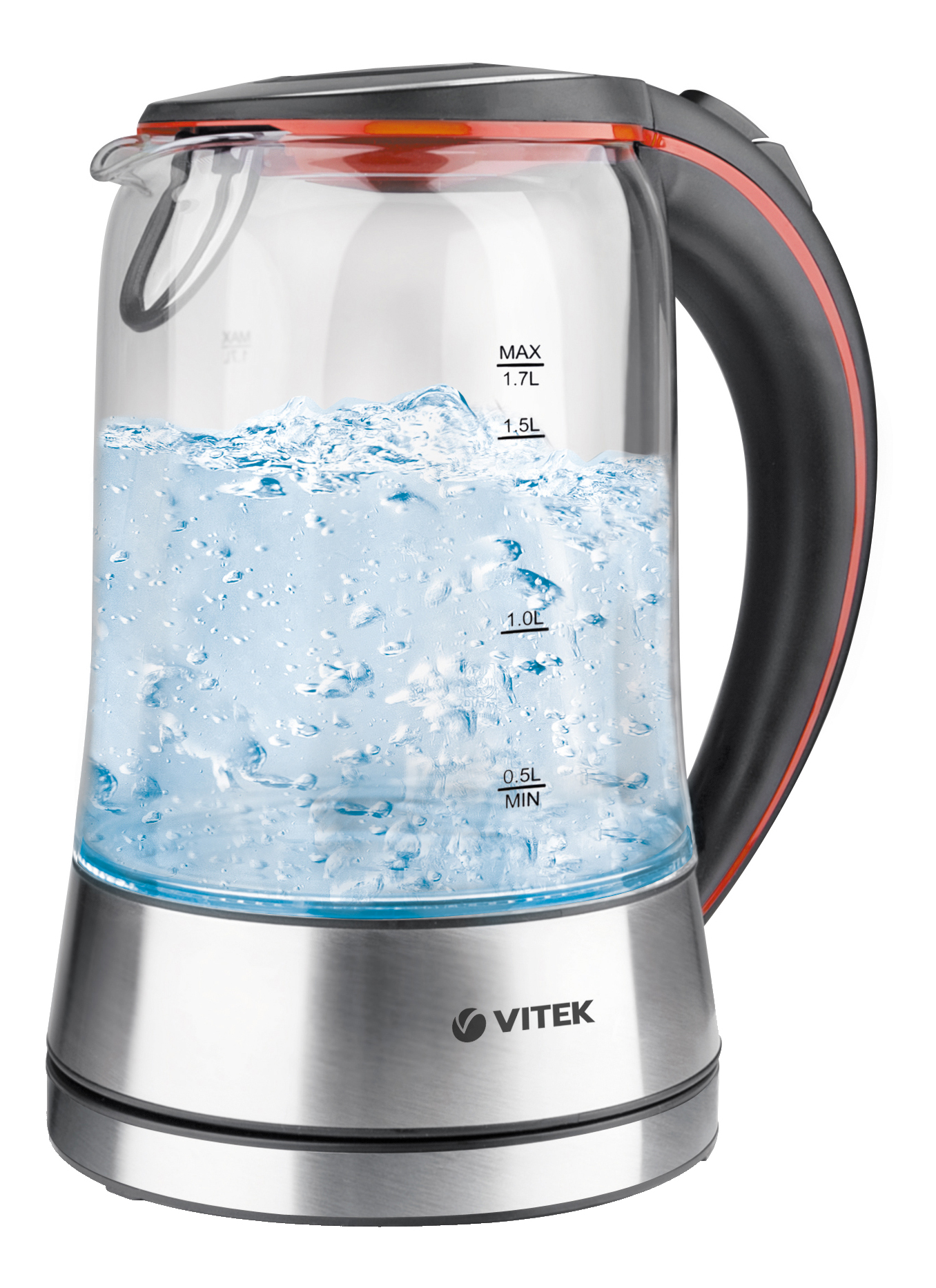 Чайник электрический VITEK VT-7005TR 1.7 л черный, прозрачный