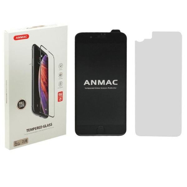 Защитное стекло ANMAC для iPhone 7/8 Full Cover + пленка назад черное