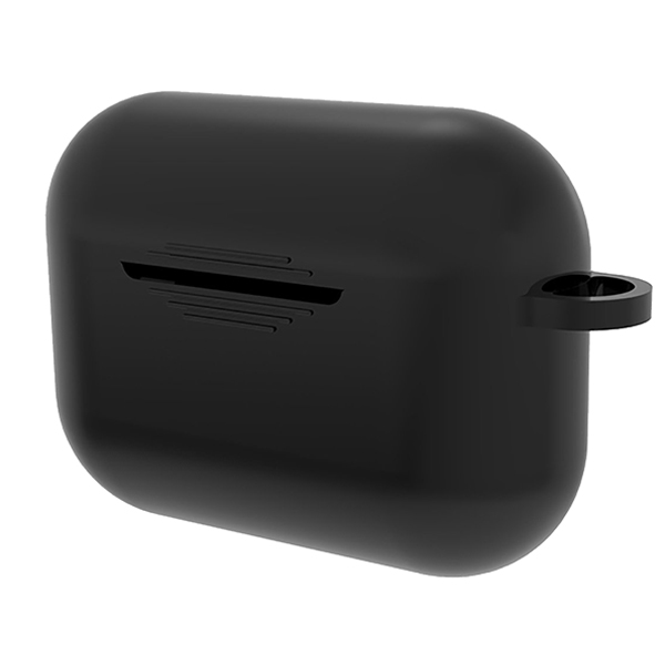 Чехол для кейса наушников Apple AirPods Pro силиконовый с карабином (черный)